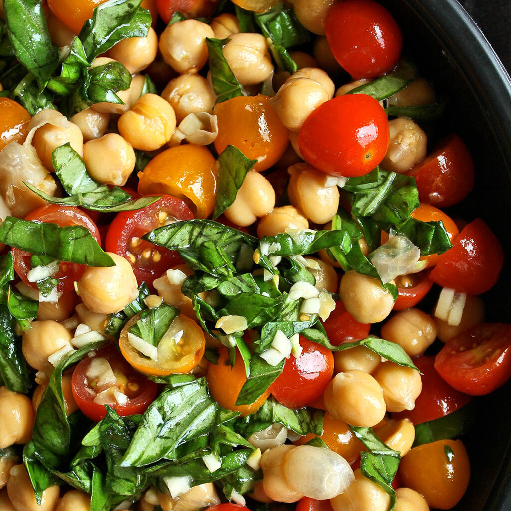 Chickpea and Tomato Salad with Fresh Basil - GreenLiteBites